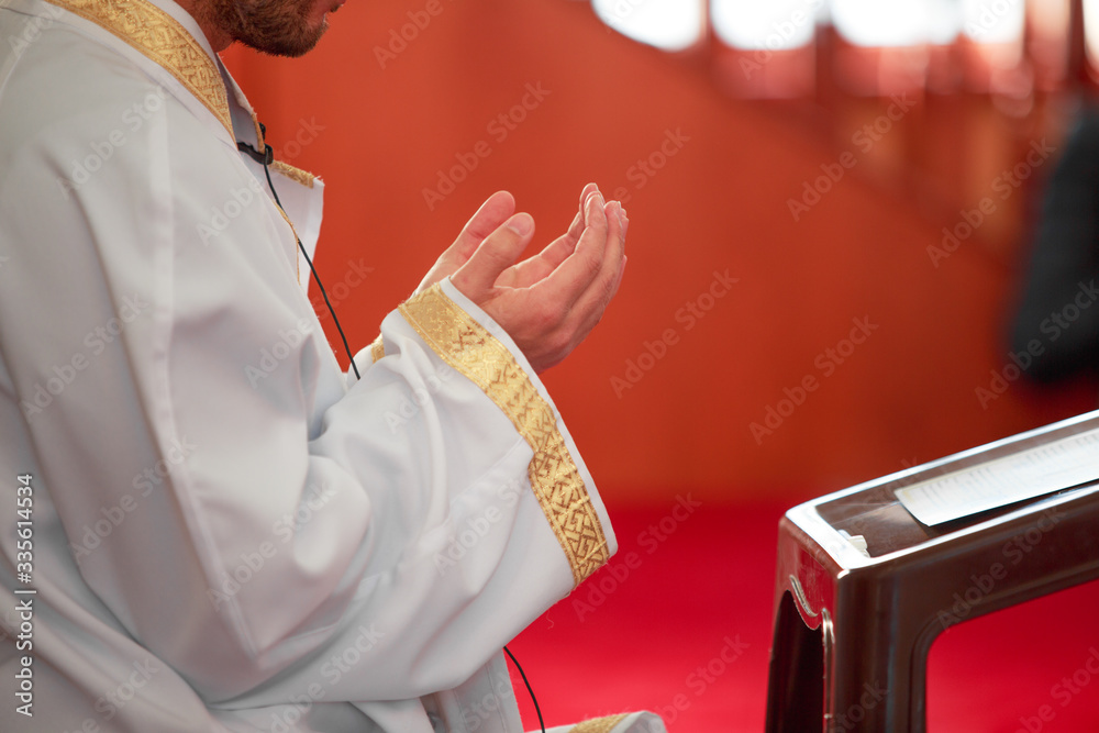 Praying arabian people in the mosque. Islamic wedding Stock Photo ...