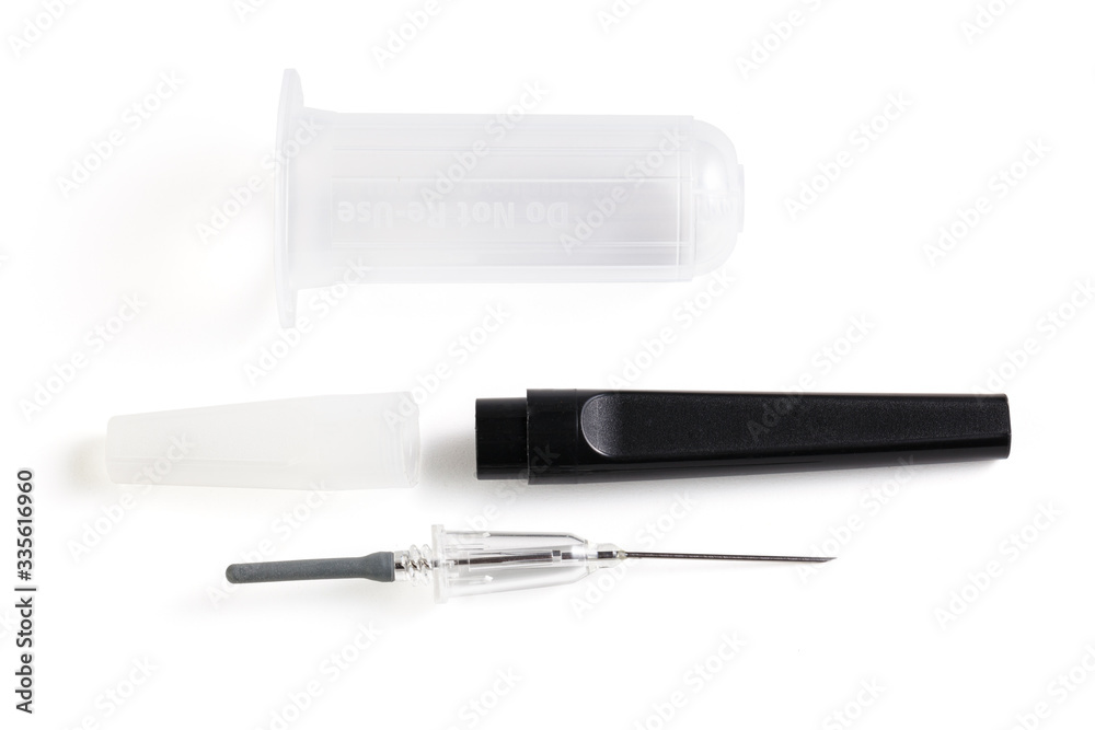 Vacuum syringe (Vacutainer) for blood sampling. Medical equipment. Test ...