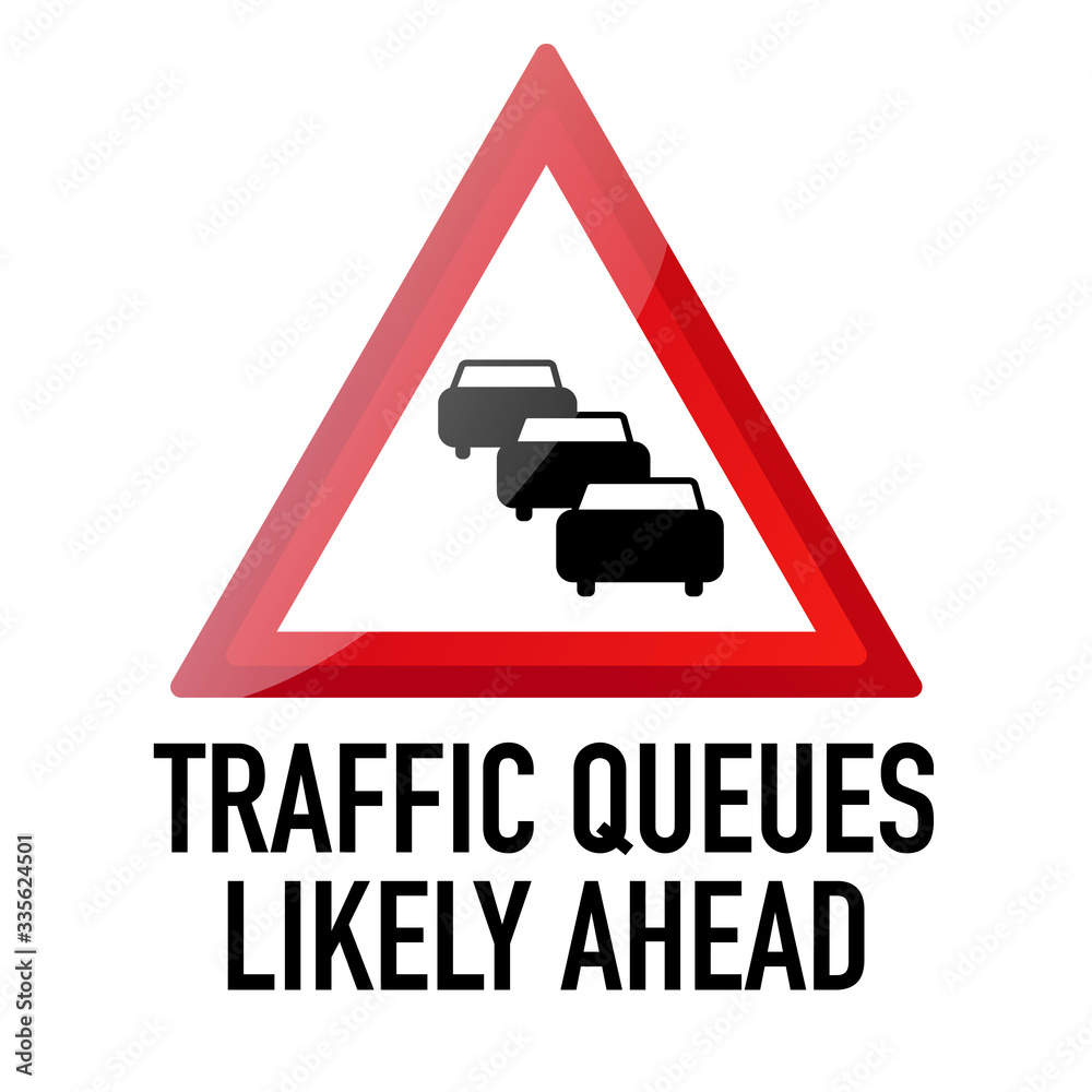 Traffic queues Information and Warning Road traffic street sign, vector ...