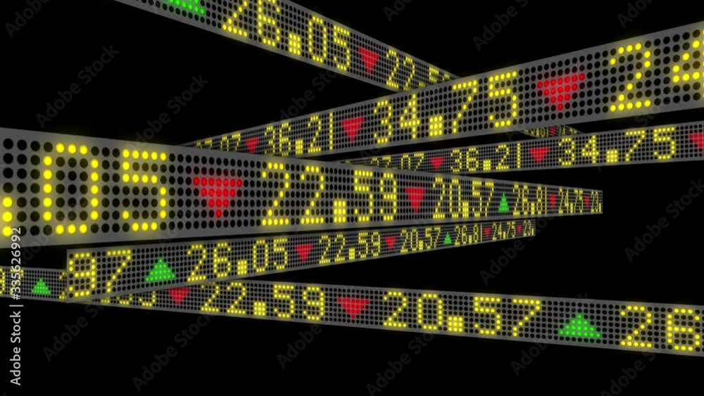 Stock market tickers sliding and flat lining on boards. Stock ビデオ ...