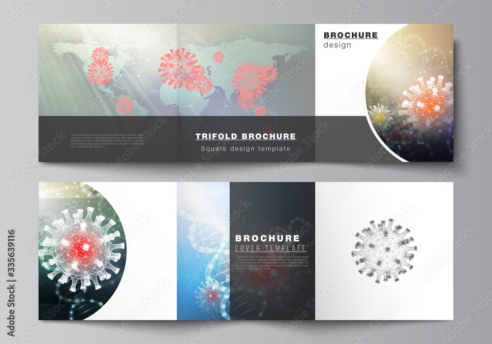 Vector layout of square covers templates for trifold brochure, flyer ...