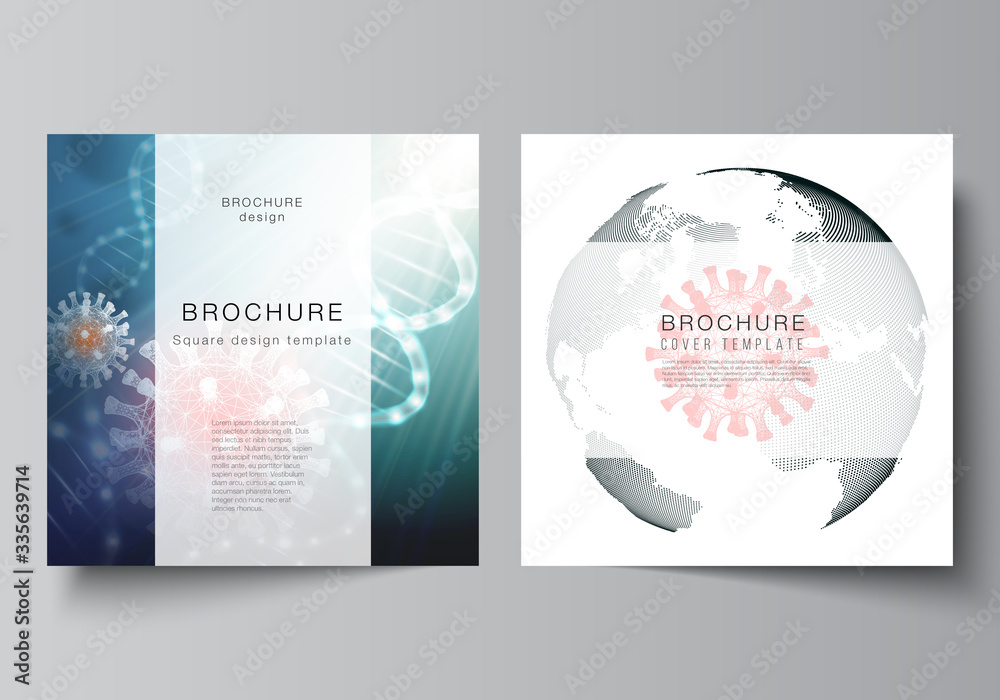 Vector layout of two square cover templates for brochure, magazine ...