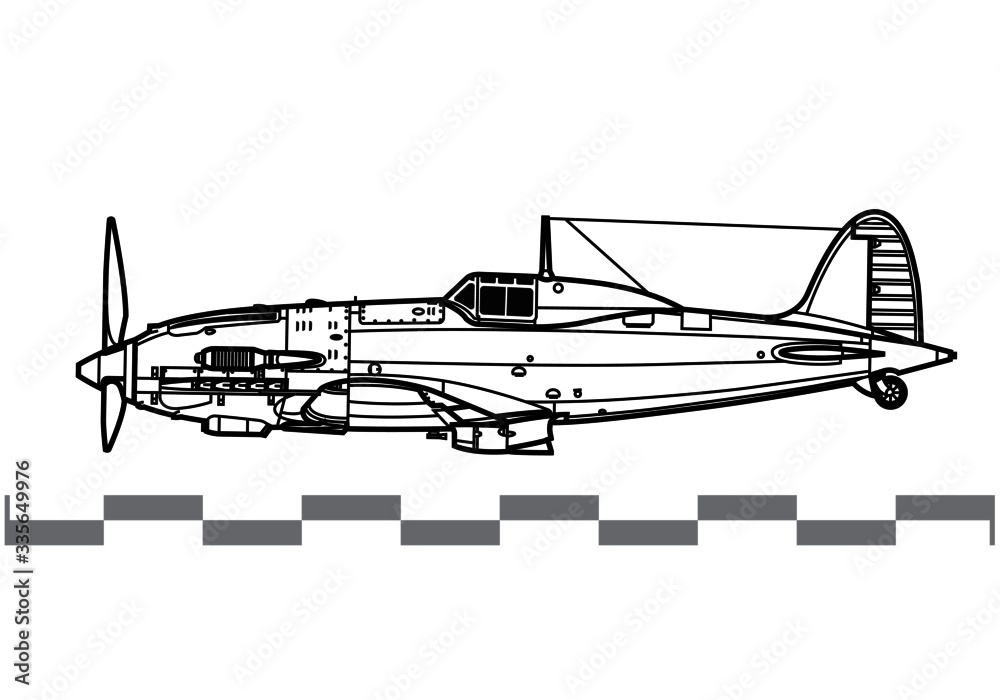 Macchi C.202 Folgore. World War 2 combat aircraft. Side view. Image for ...