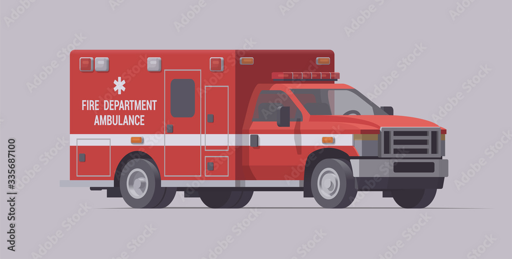 Ambulance emergency truck. Vector rescue car. Fire department. Isolated ...