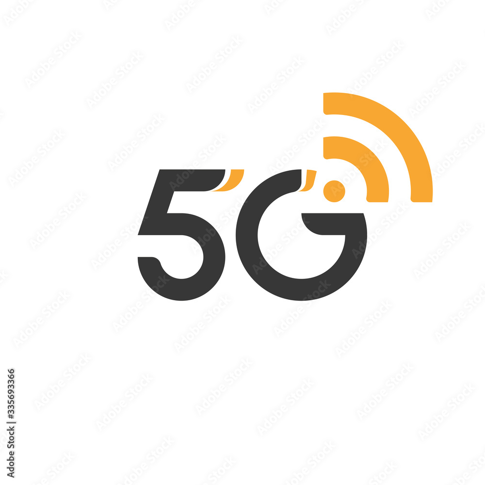 Vetor de 5G logo on white background, Flat design 5G symbol and 5G icon, network technology icon ...