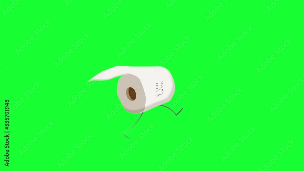 Toilet roll animation. 4K seamless satirical looping animation of a ...