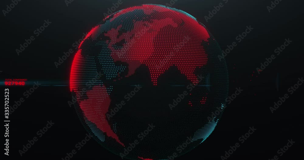 Digital Animation of Earth Globe Map of Virus infection COVID-19 ...