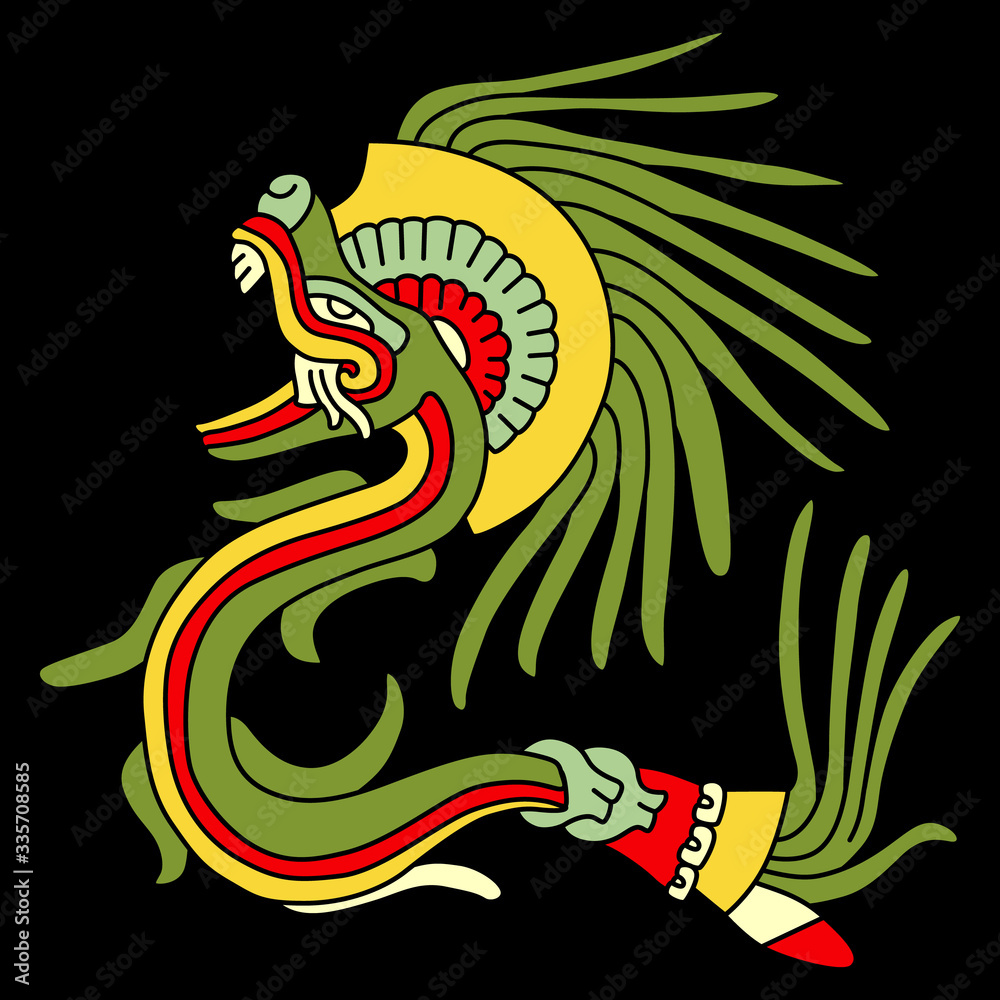 Isolated vector illustration. Feathered Serpent Quetzalcoatl. Fantastic ...