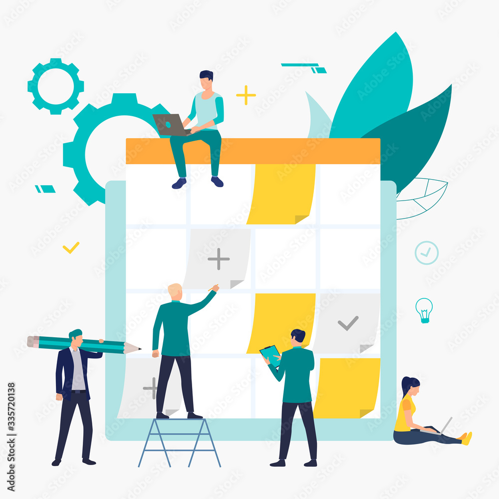 Business people planning and working with task board. Staff, scheduling ...