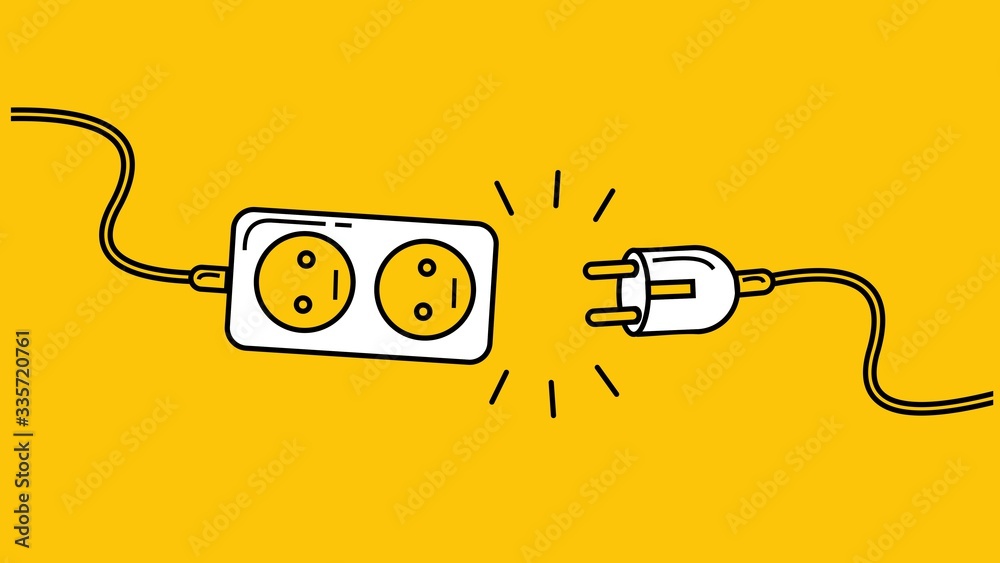 Electric Plug and Socket unplug disconnection, loss of connect.outline ...