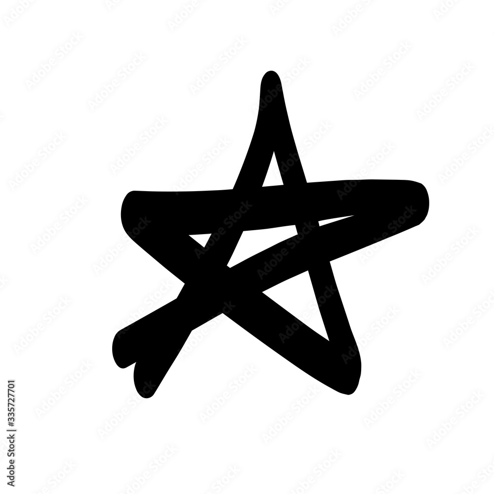star shape art line isolated on white background, hand drawn star ...