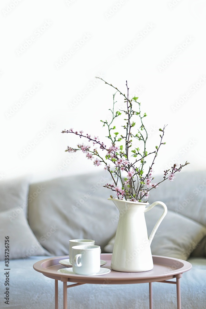Spring flowering branches of trees in a vase Stock Photo | Adobe Stock
