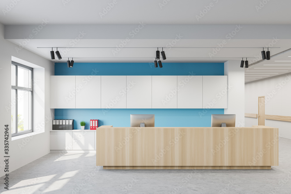 Reception desk in hospital lobby Stock Photo | Adobe Stock