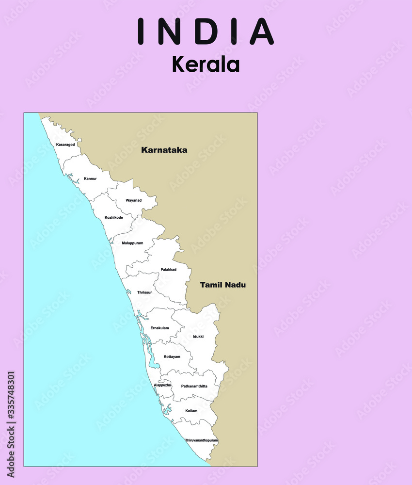 Kerala map with borders vector illustration. Kerala map vector de Stock ...
