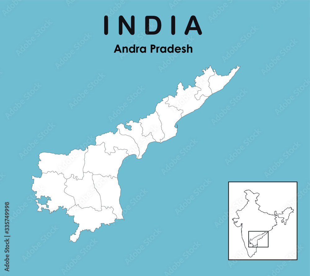 vector illustration of Andhra Pradesh map with outline border Stock ...
