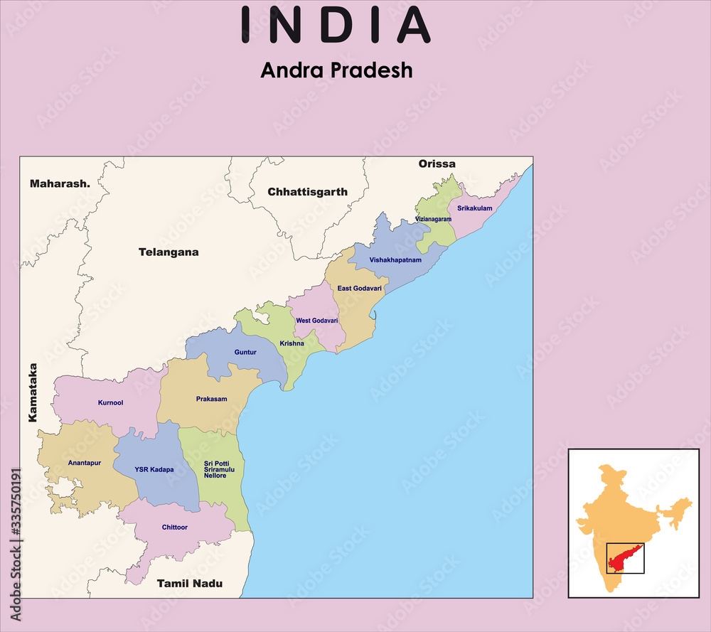 Andhra Pradesh map. vector illustration of Andhra Pradesh map with ...