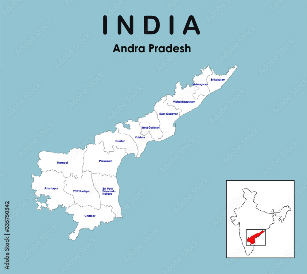 vector illustration of Andhra Pradesh map with outline. Stock Vector ...