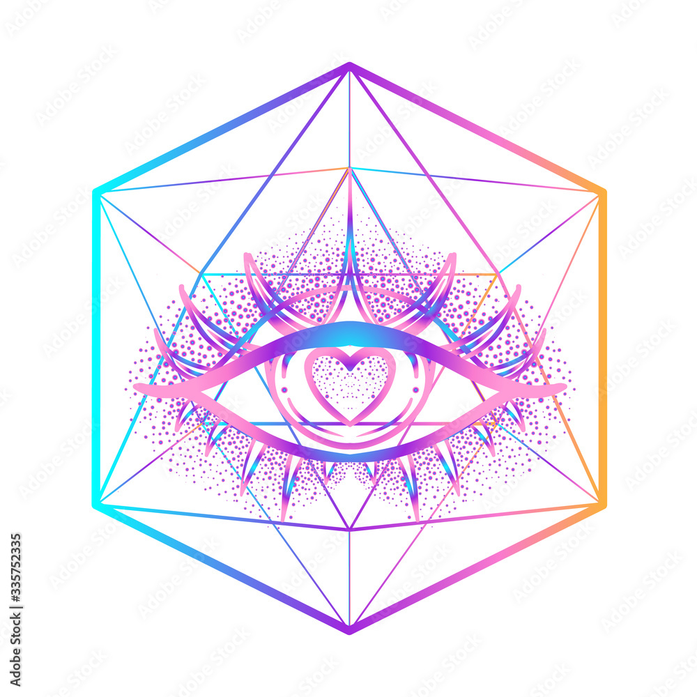 Rainbow gradient tattoo flash. Eye of Providence. Masonic symbol. All ...