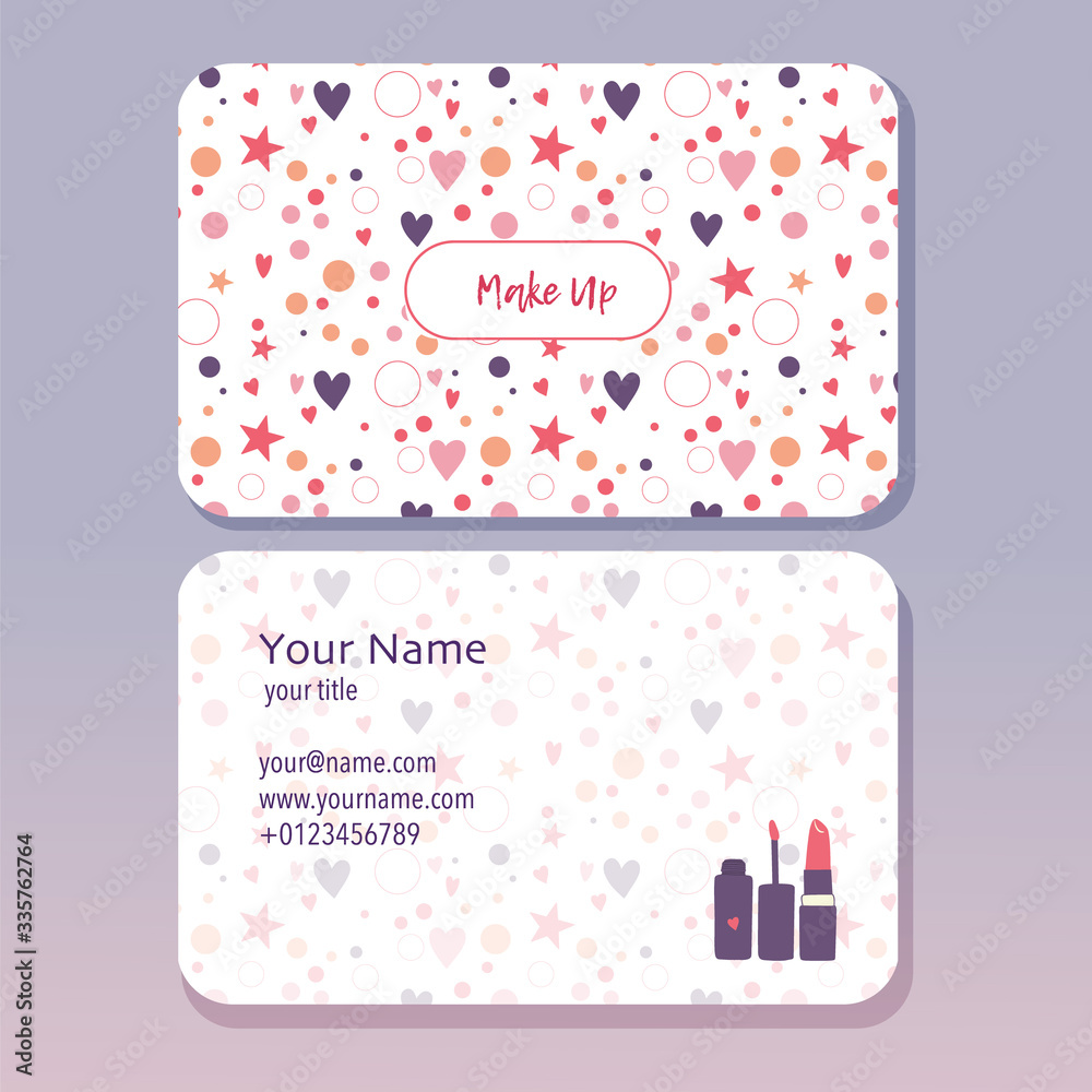 Vector illustration of cosmetics. Business card template. Flat design ...
