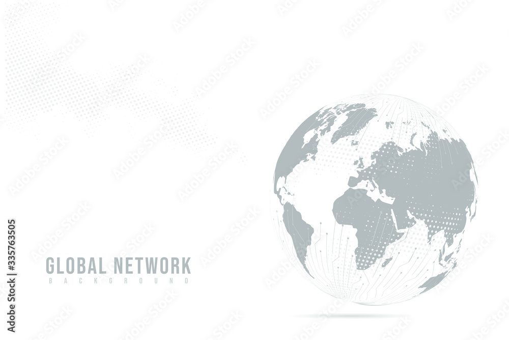 Abstract mash line and point scales on white background with Global ...