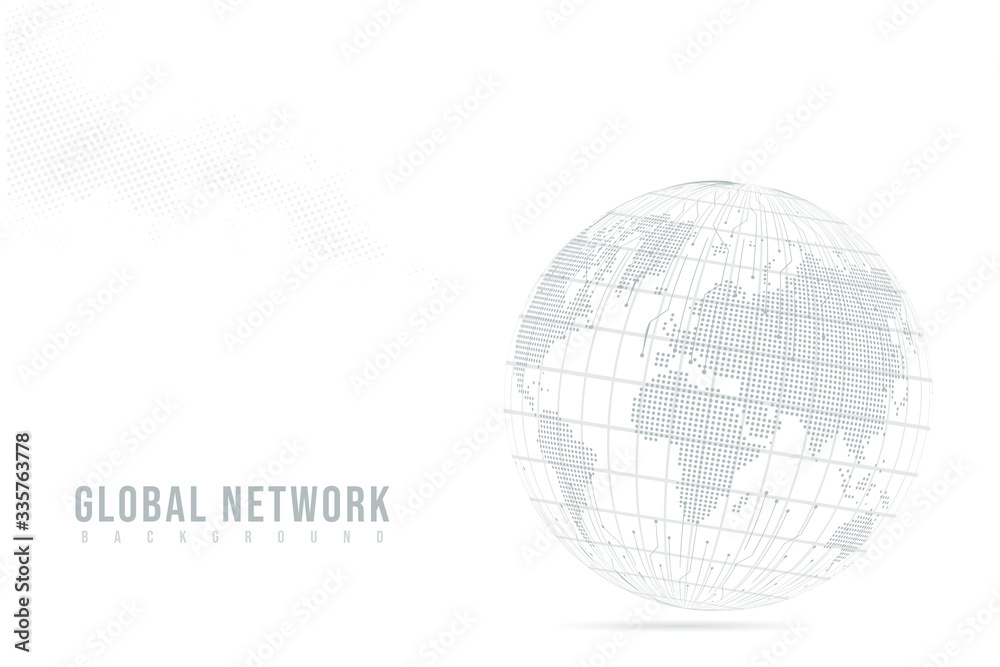 Abstract mash line and point scales on white background with Global ...