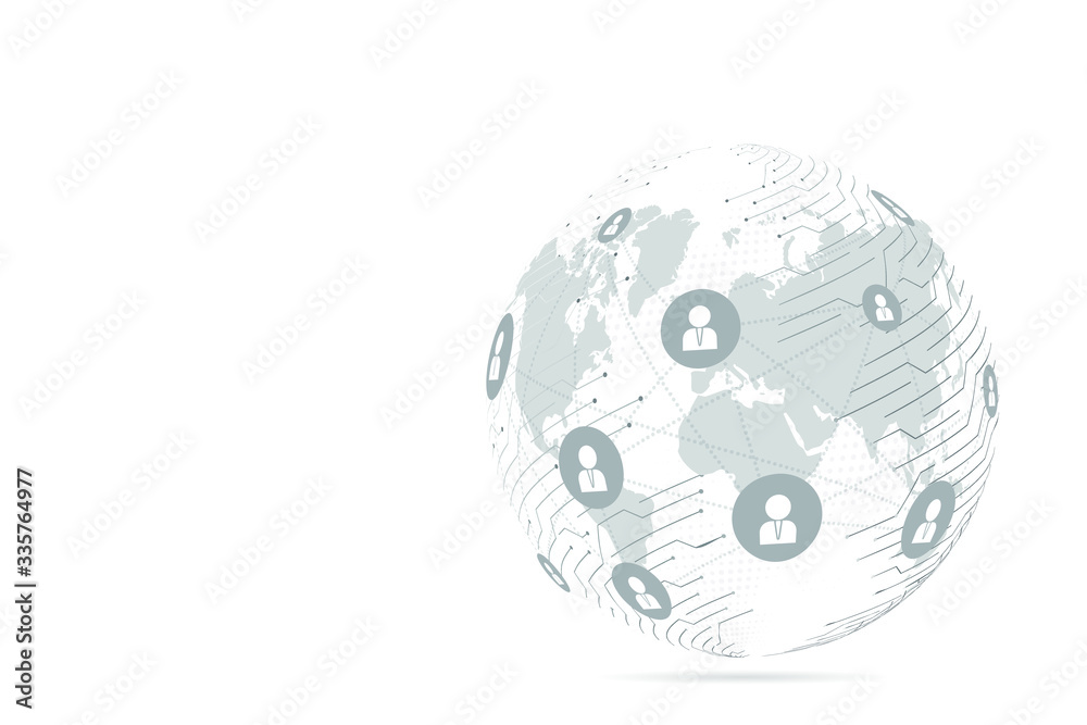 Abstract people icon mash line and point scales on white background ...