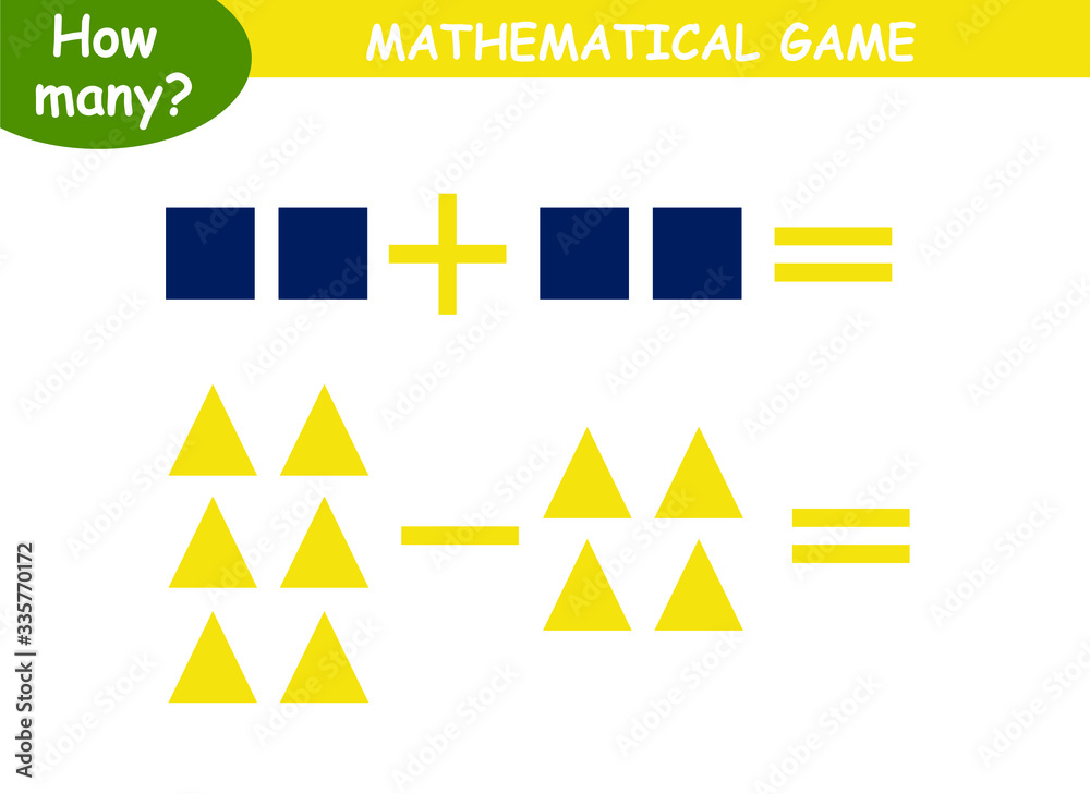 examples of addition and subtraction with geometric shapes. educational ...