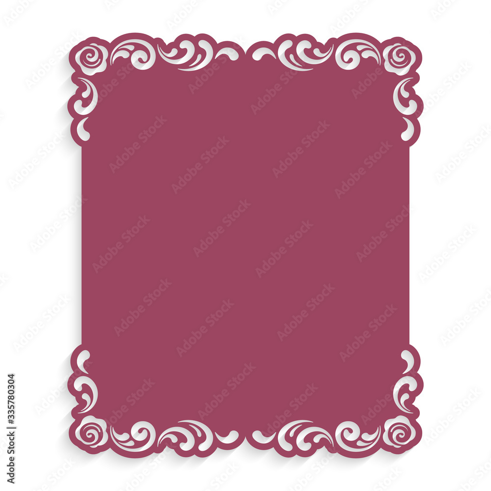 Vintage rectangle frame with floral corner decoration and cutout paper ...