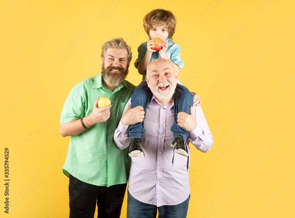Male Multi Generation Portrait. Happy three age multi generation. Men ...