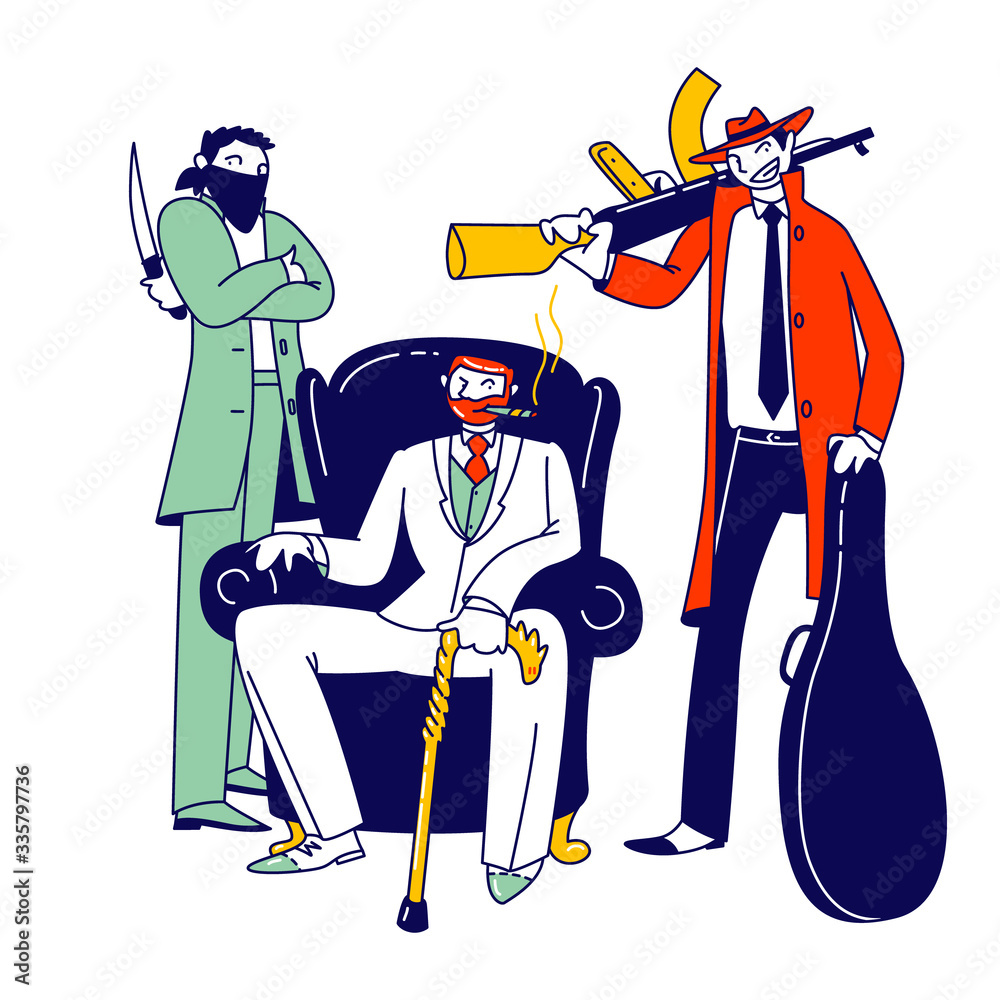 Mafia Chief Wearing Elegant Costume and Walking Cane Smoking Cigar ...