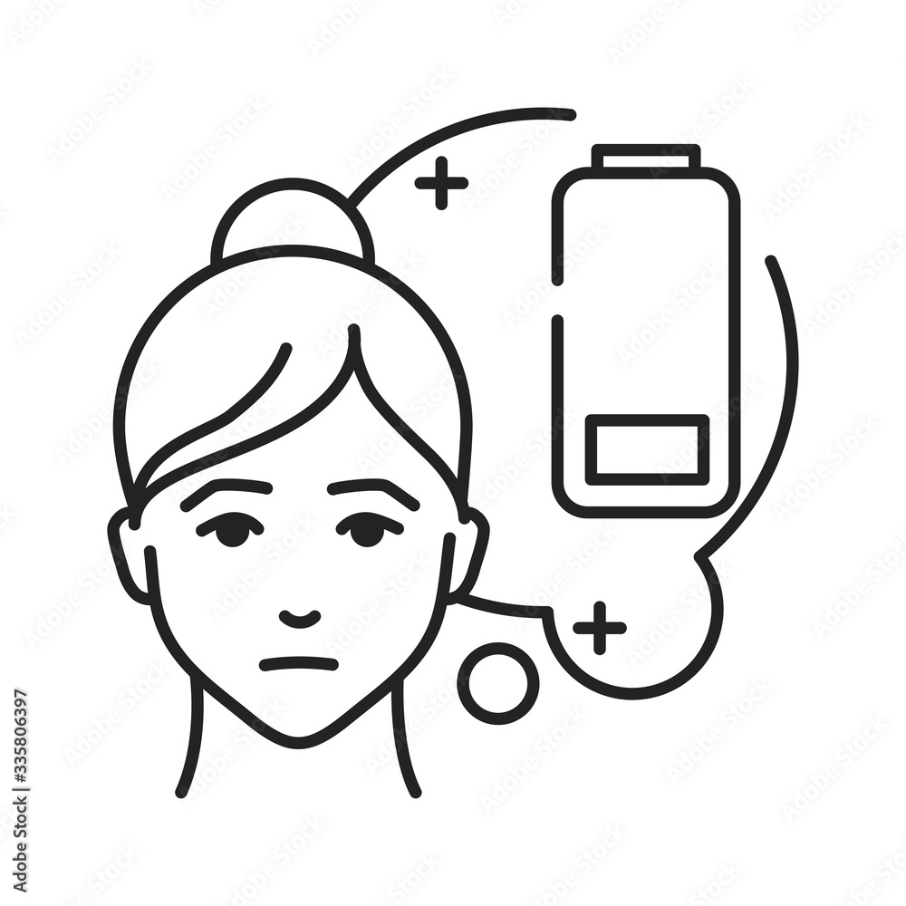 Weakness black line icon. Flu symptom. Pictogram for web page, mobile ...