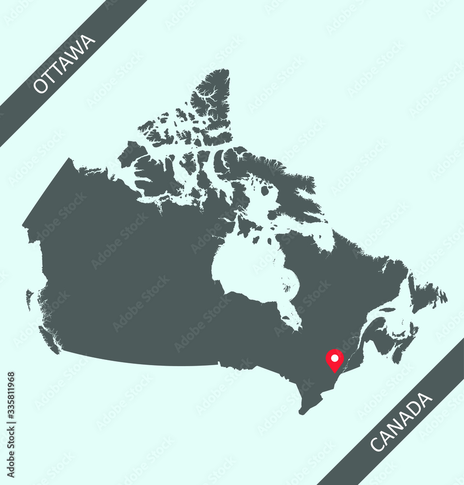 Canada map with capital location Ottawa Stock Vector | Adobe Stock