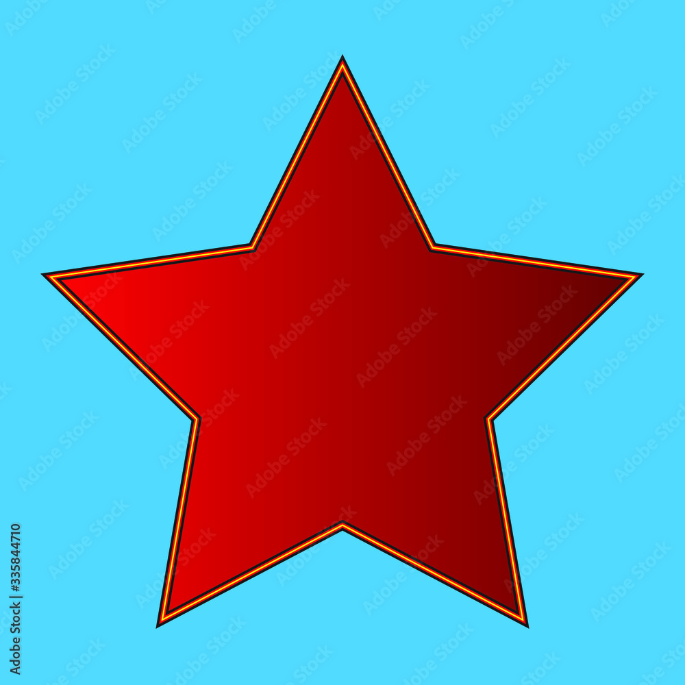 Simple red star shape logo vector with a black and yellow line border ...