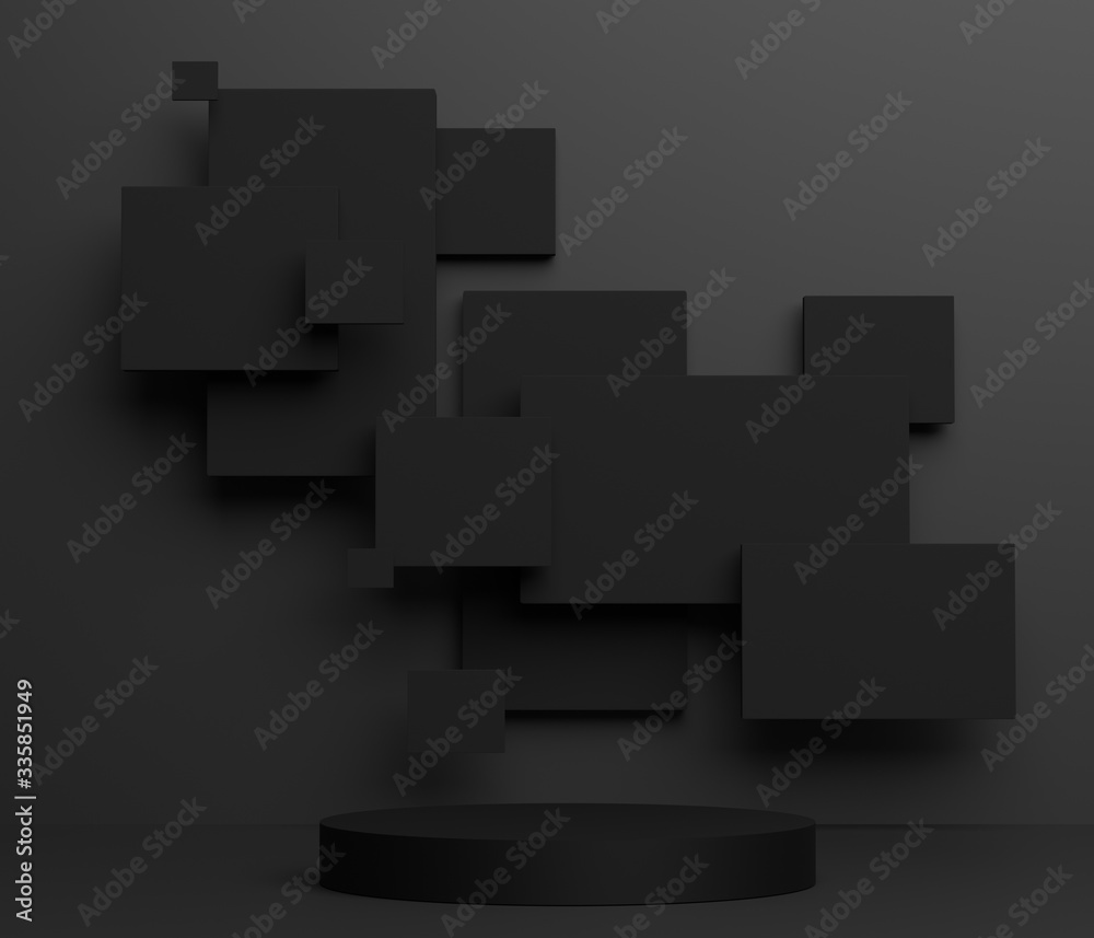 Minimalist Black theme background. 3d abstract minimal geometric forms ...