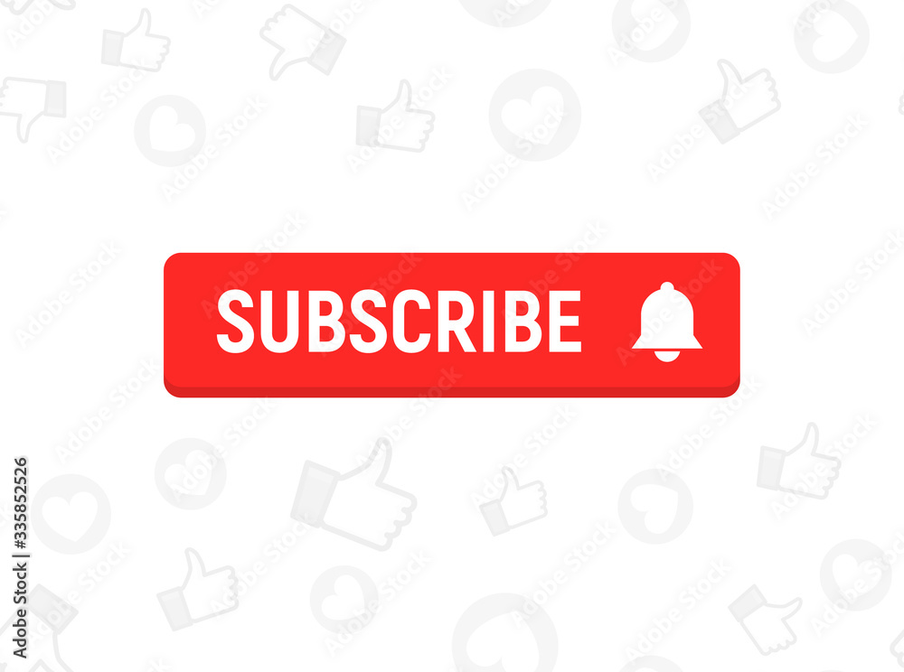 Subscription element logo bell. Subscribe now button, channel register ...