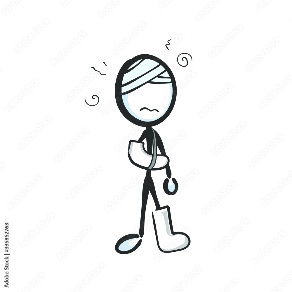 Man needs first aid after car accident with broken arm and leg. Man ...