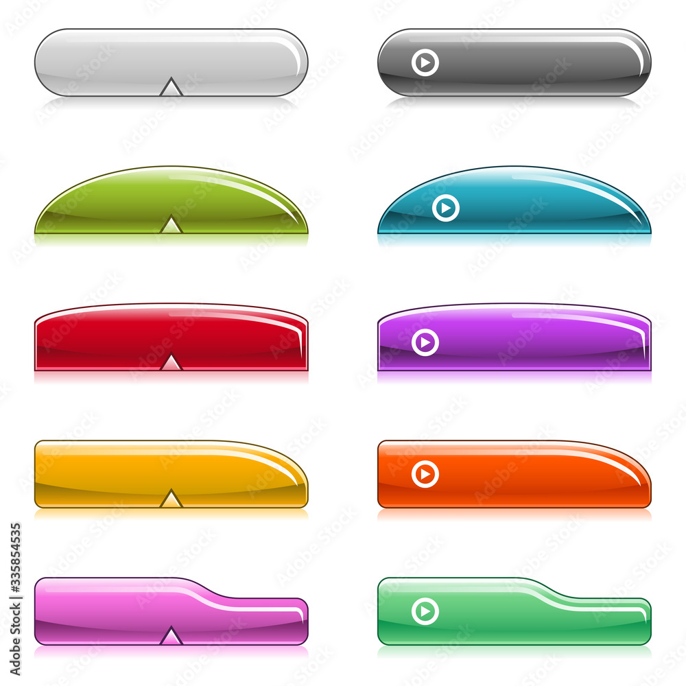 Vector set of shiny website buttons in different shapes with round ...