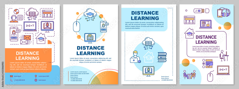 Distance learning brochure template. Quarantine, online education ...