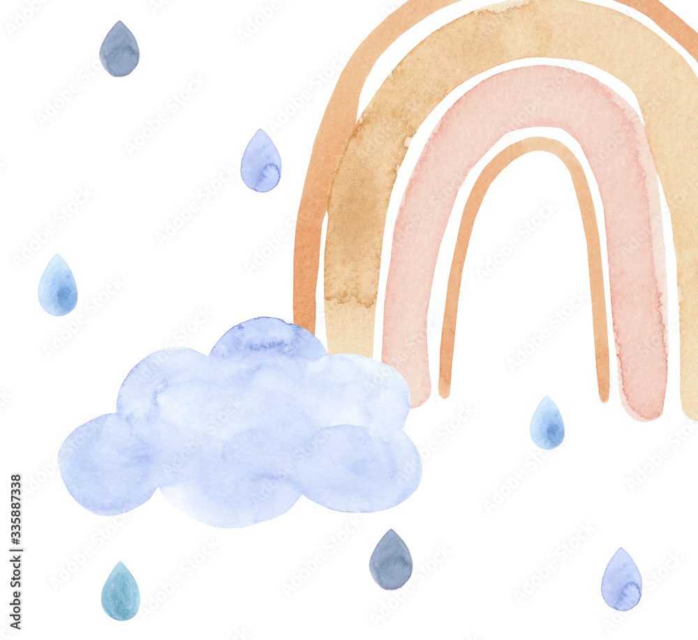 Watercolor Rainbow Clipart, Pastel Colors Clip Art, Nursery art, Baby ...