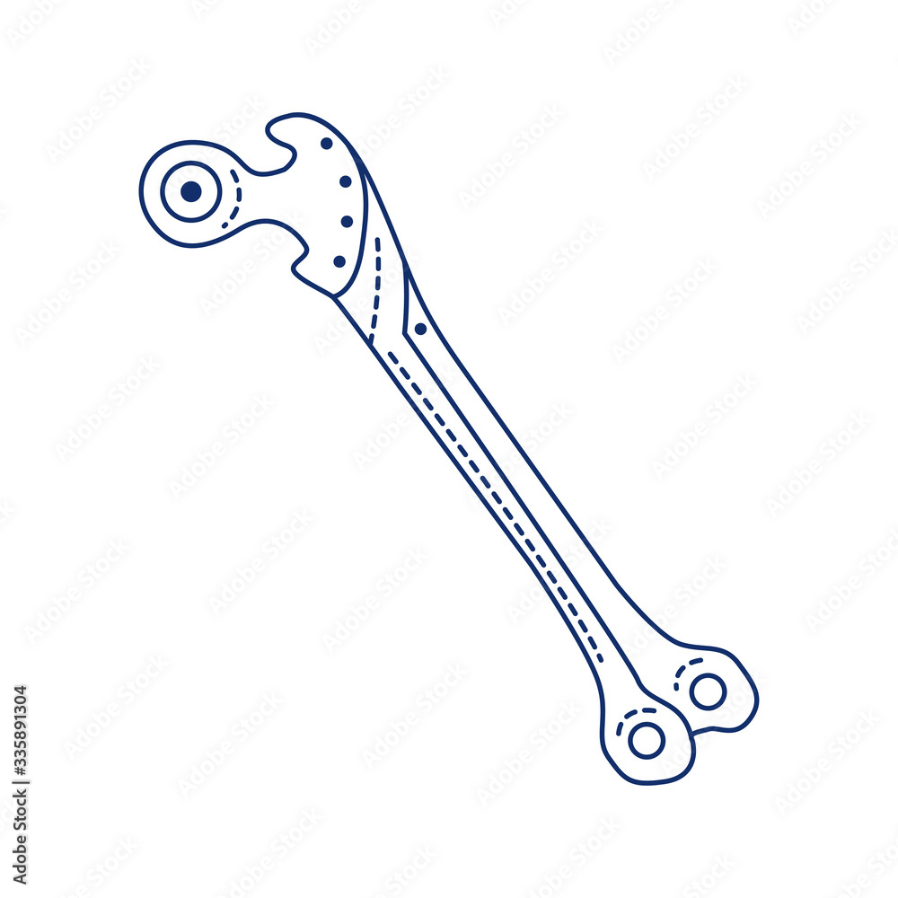 Vektorová grafika „Bio artificial bone black line icon. Material that ...