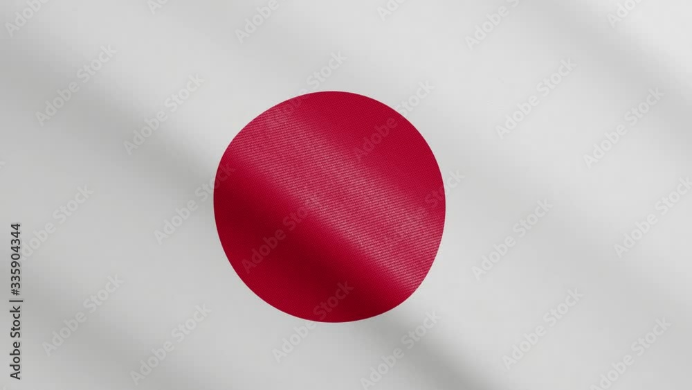 Flag of Japan with Realistic Fabric Texture Waving in the Wind ...