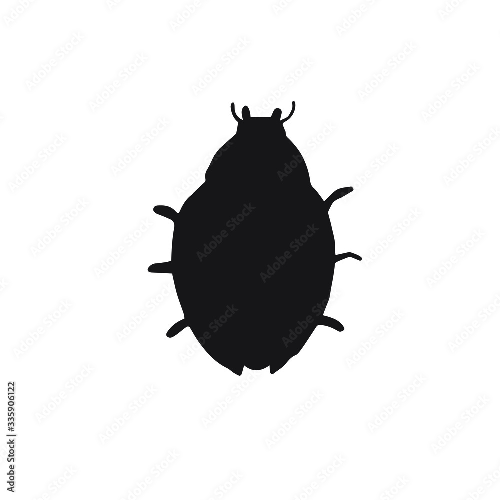 Vector black ladybug silhouette isolated on white background Stock ...