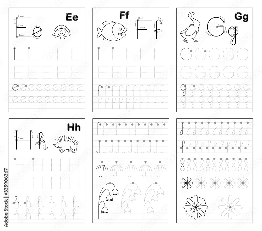 Set of black and white educational pages on line for kids. Learn to ...