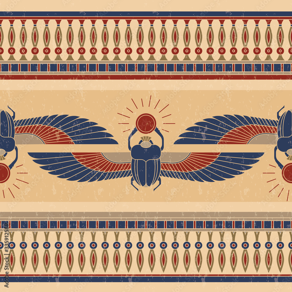 Symbols of ancient Egypt in the form of a rogue horizontal pattern with ...