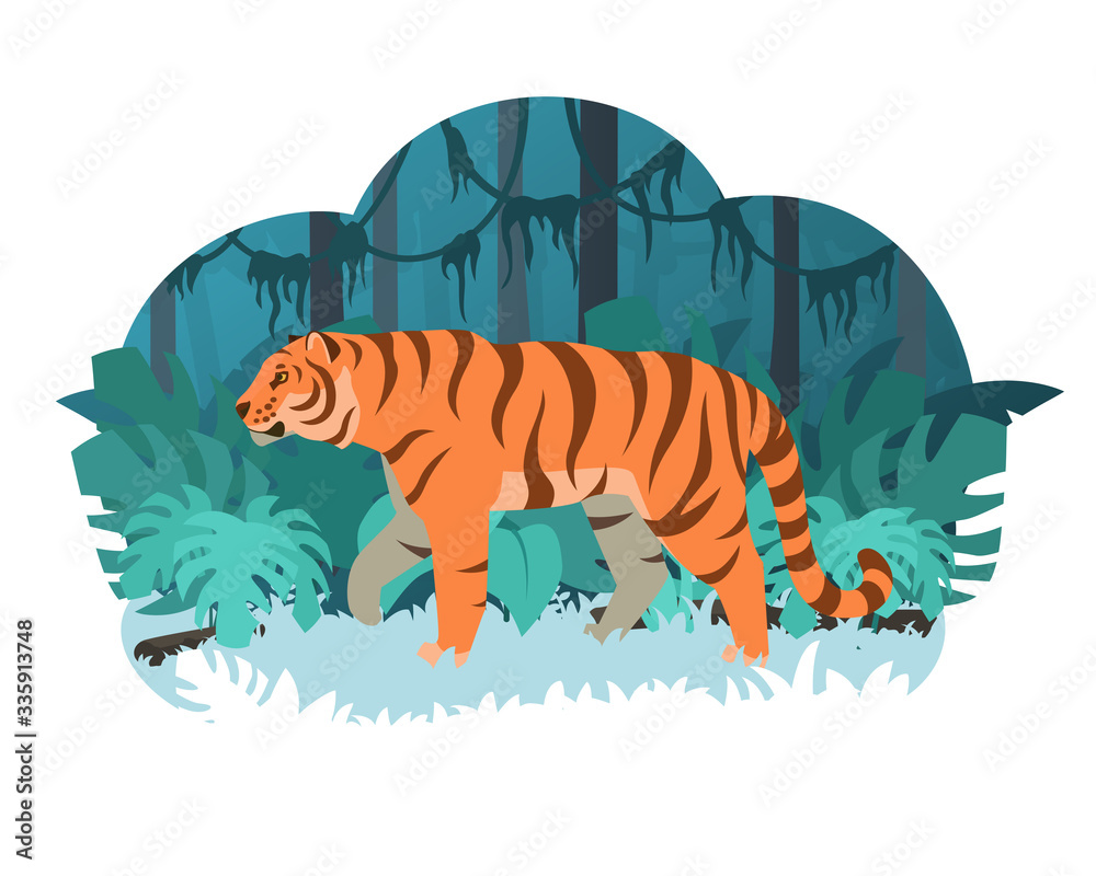 Cartoon Tiger Walking