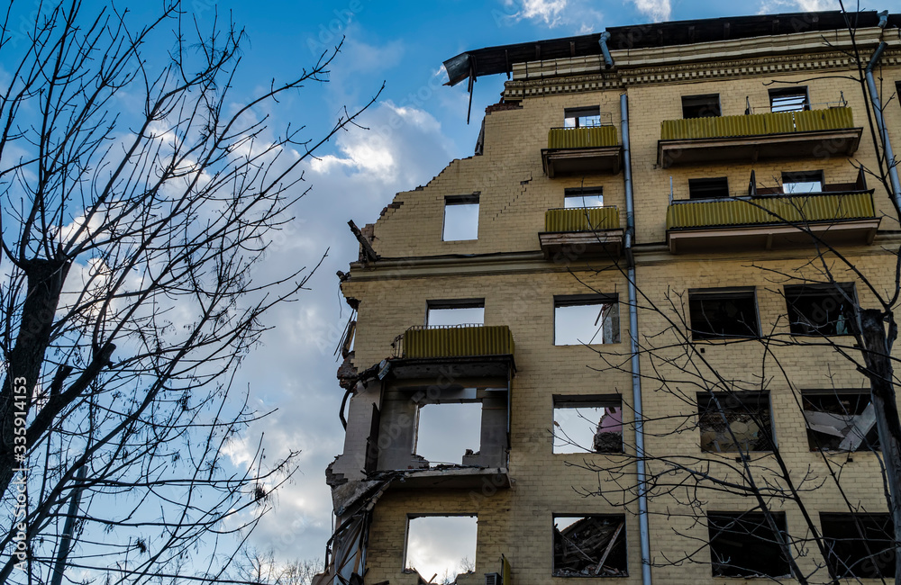 The wreckage and the skeleton of an old building destroyed to make room ...