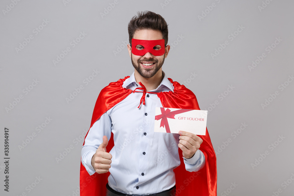 Smiling powerful business man in shirt superhero suit have supernatural ...