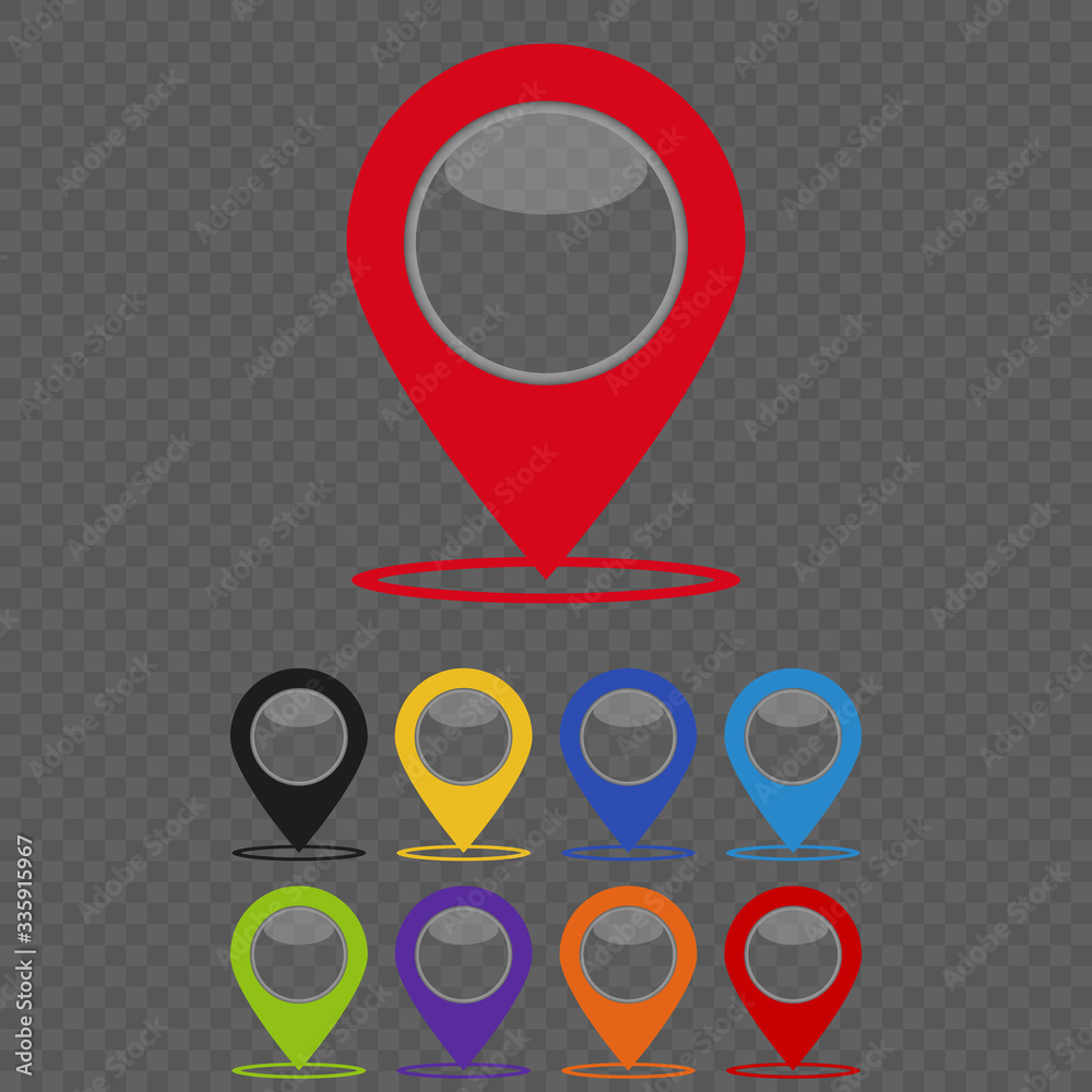 Set of map pointers isolated on transparent background. Vector EPS 10 ...