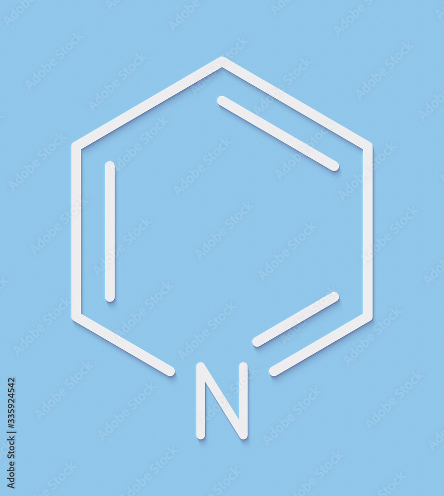 Pyridine chemical solvent and reagent molecule. Skeletal formula. Stock ...