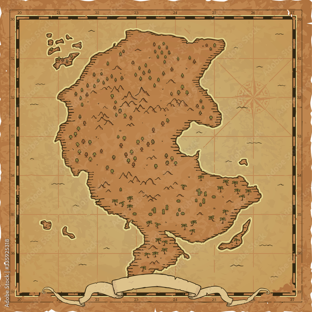 Vector illustration of an ancient fantasy, medieval or renaissance map ...